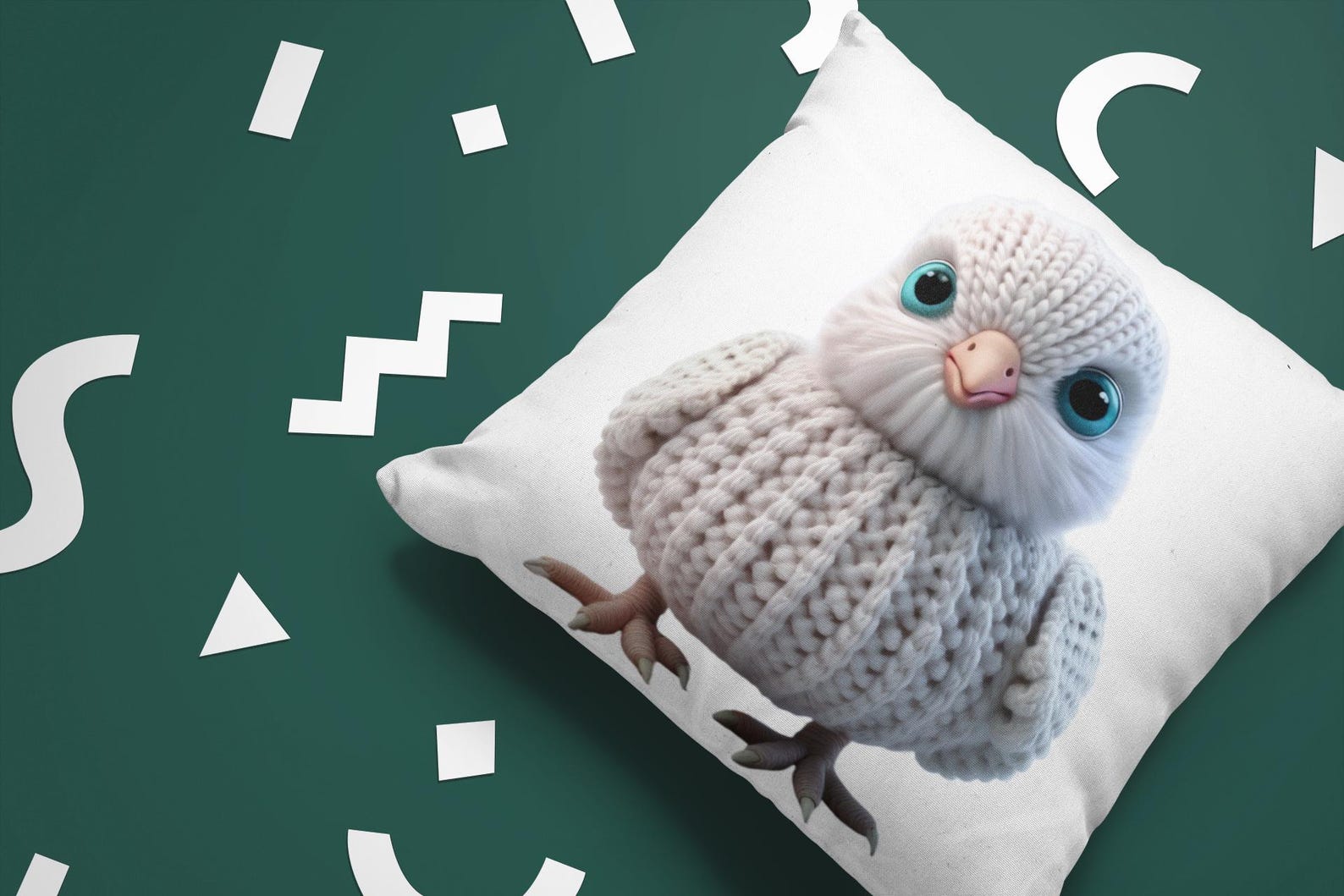 Cute Dove Knit Print Pillow - Handmade Decorative Cushion for Cozy Home ...