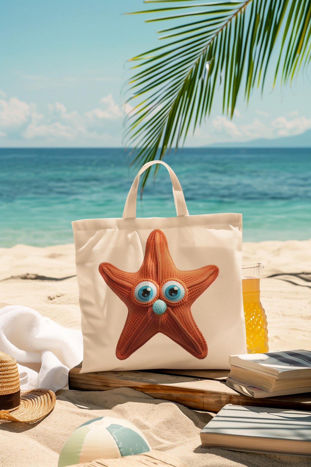 Nautical Starfish Beach Tote Bag - Ocean Lover Eco Market Bag - Etsy