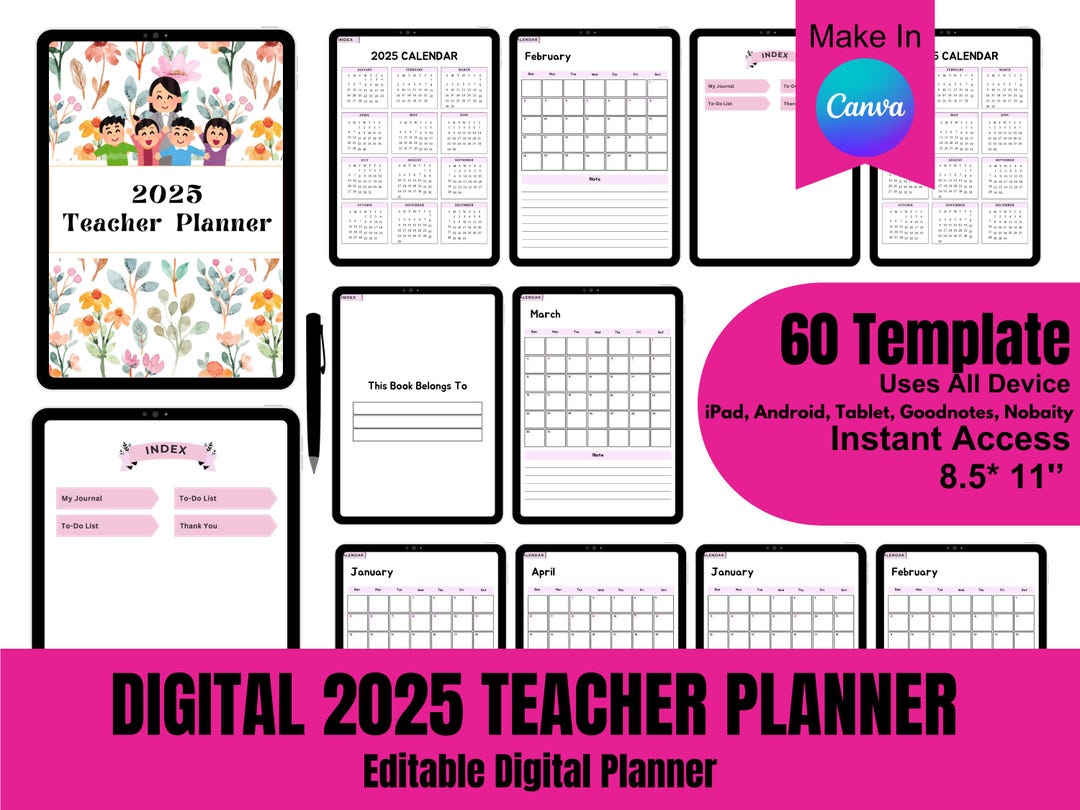 2025 Digital Teacher Planner | Printable Lesson Plan Organizer ...