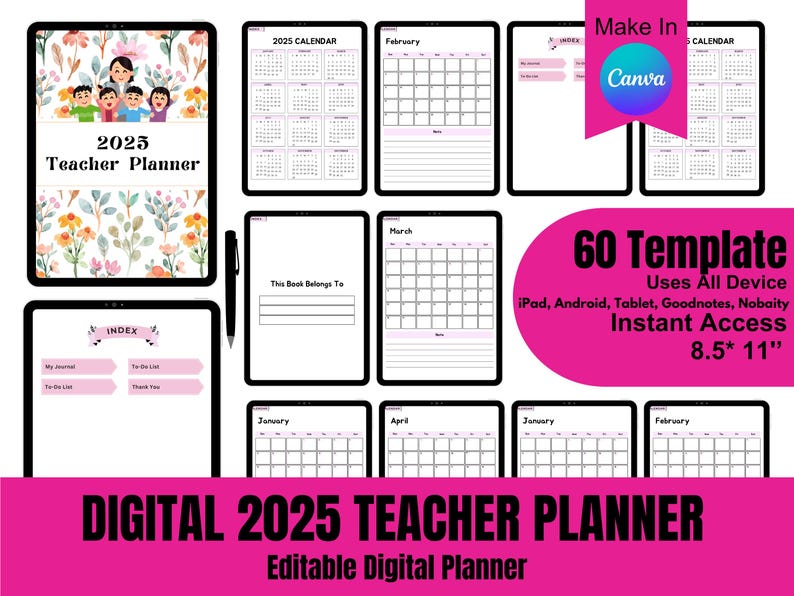 2025 Digital Teacher Planner | Printable Lesson Plan Organizer ...