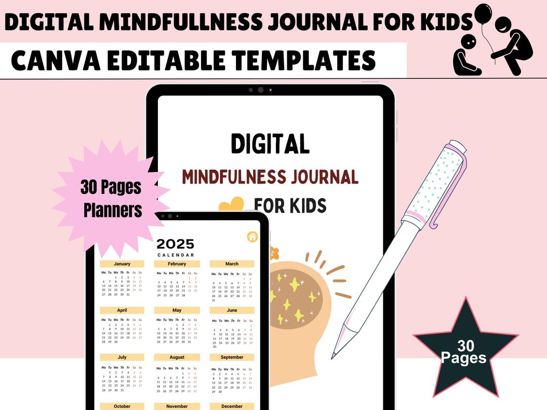2025 Digital Mindfulness Journal for Kids | Daily Gratitude ...