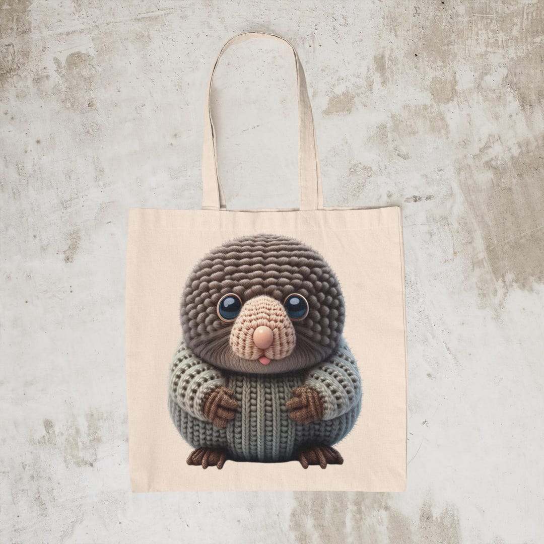 Mole Tote Bag Animal Lover Tote Mole Print Bag Underground Animal Tote ...