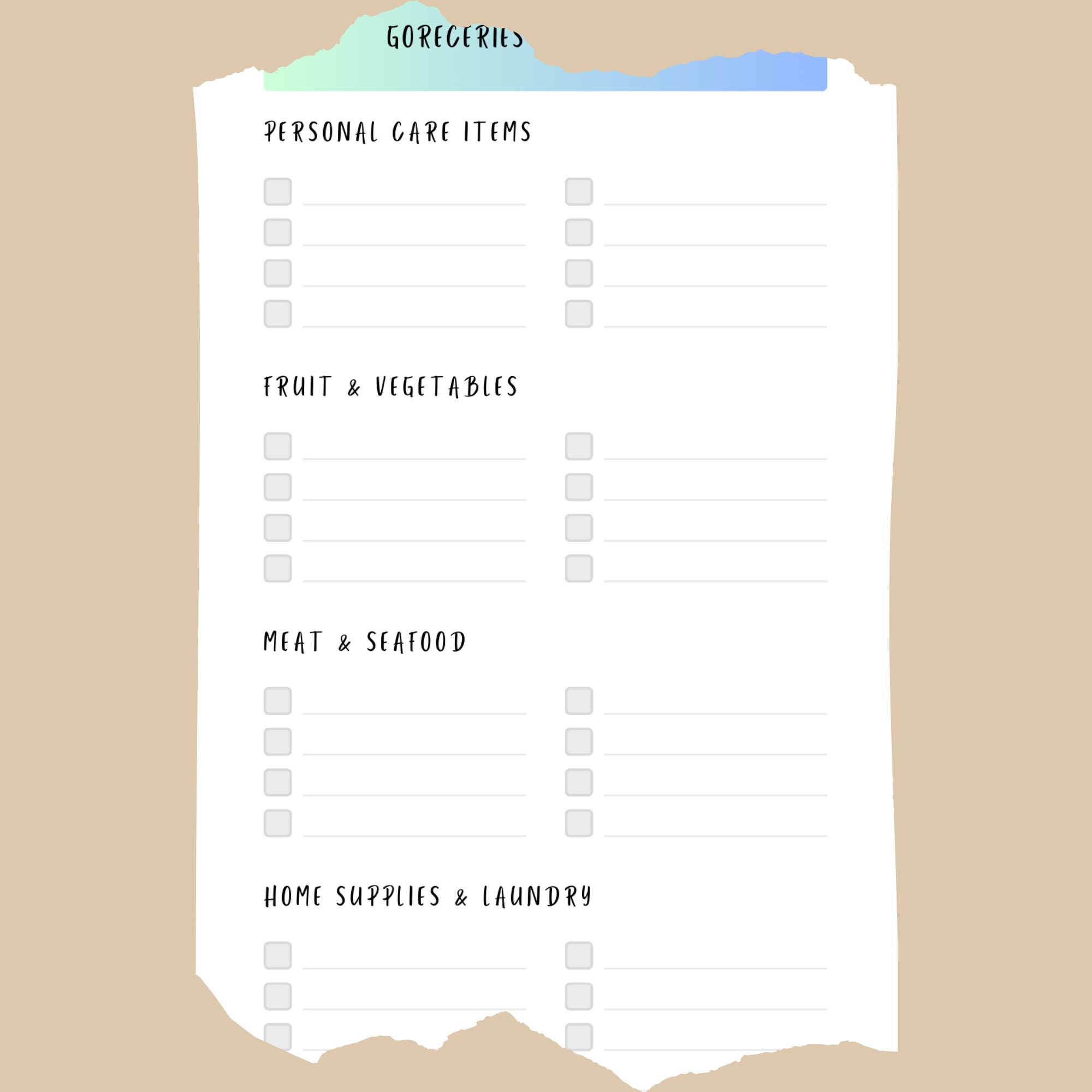 Printable Grocery List, Groceries Planner, Food Shopping List, Dairy ...