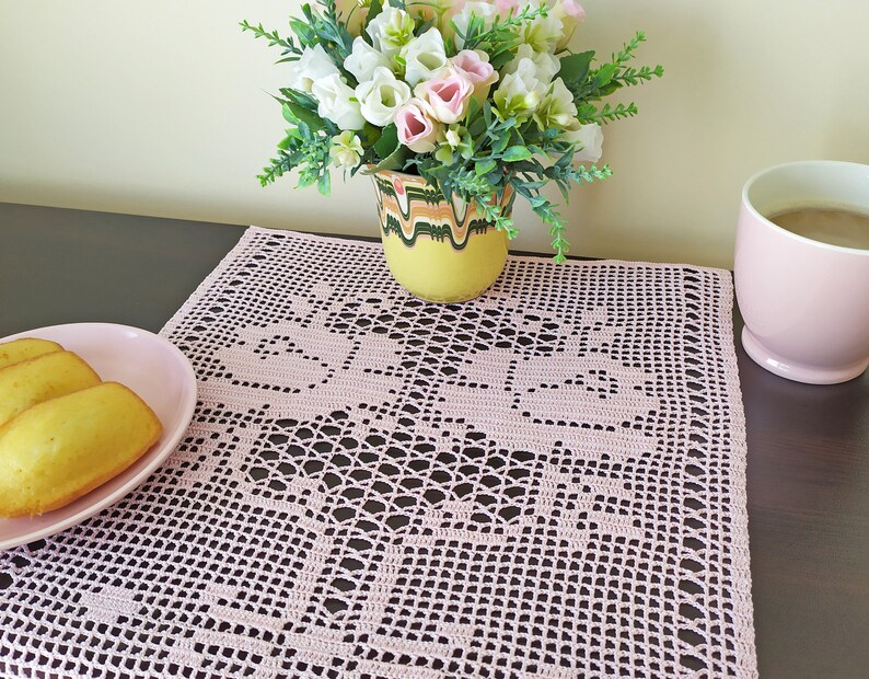 Roses Filet Crochet Doily Filet Crochet Table Runner Crochet Runner ...