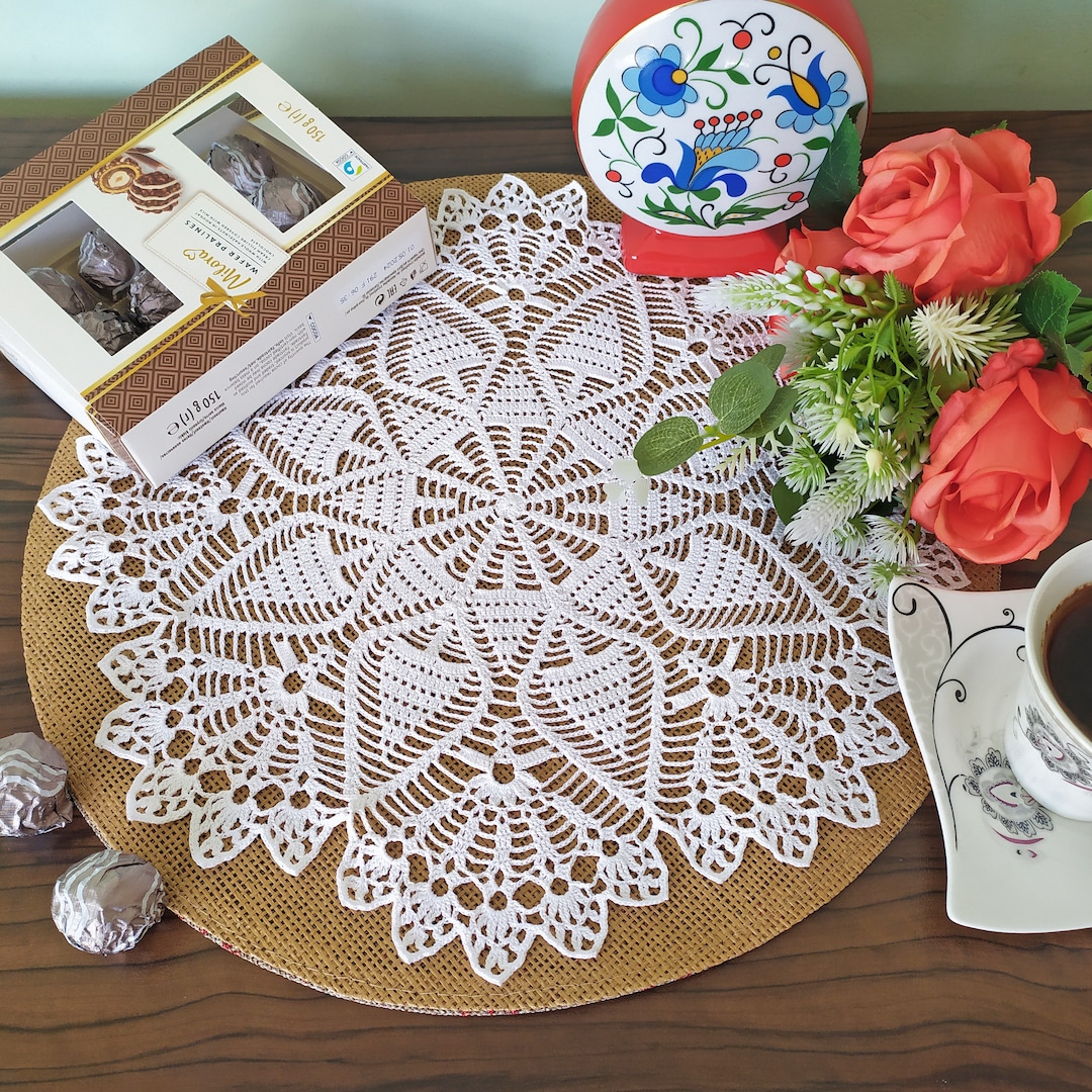 Lace Crochet Doily Round Doily Table Decor Home Decor in Vintage Style ...