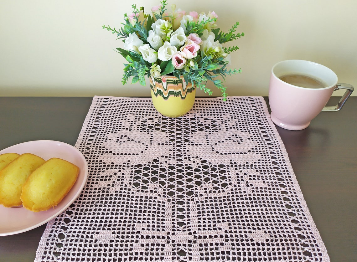 Roses Filet Crochet Doily Filet Crochet Table Runner Crochet Runner ...