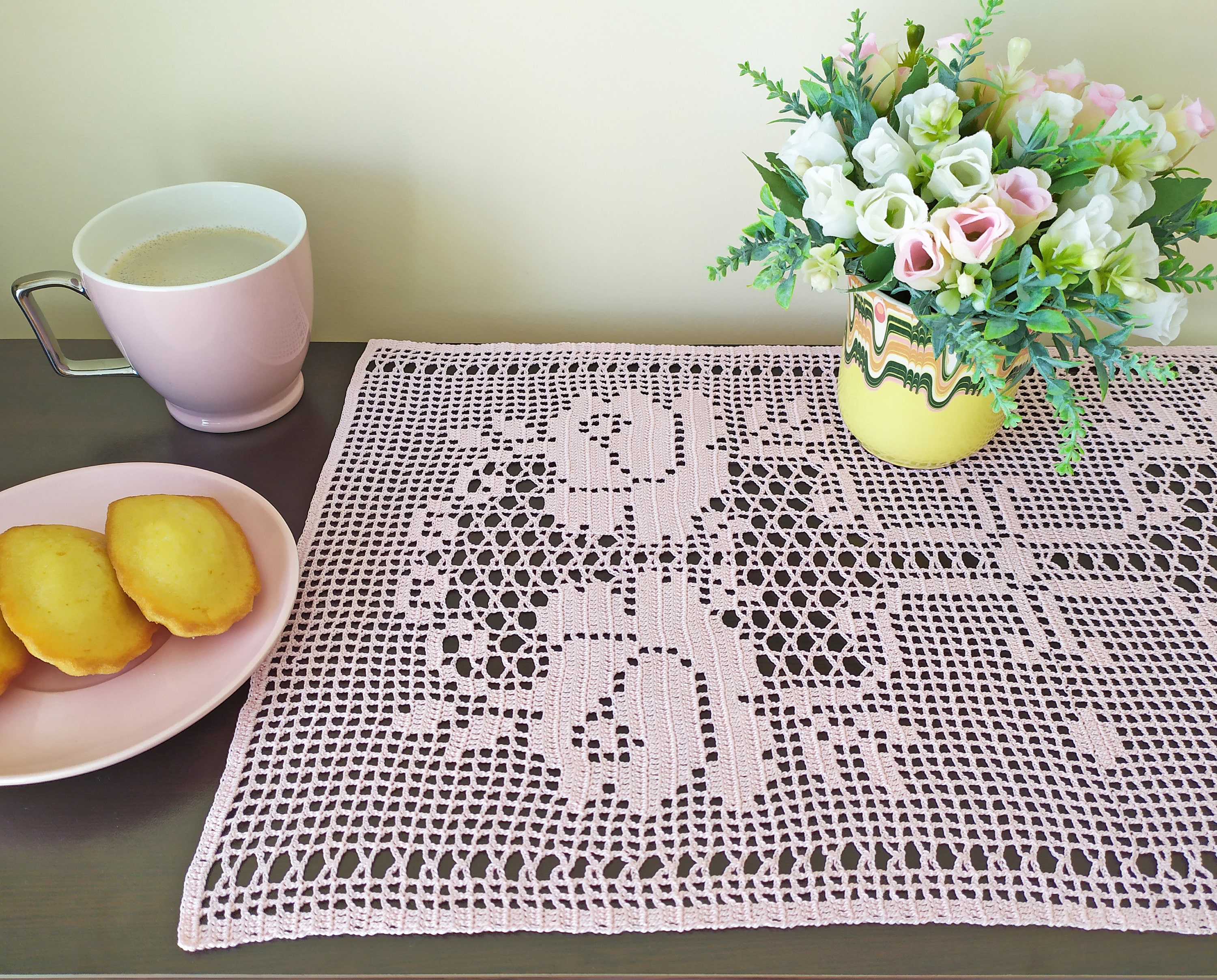 Roses Filet Crochet Doily Filet Crochet Table Runner Crochet Runner ...
