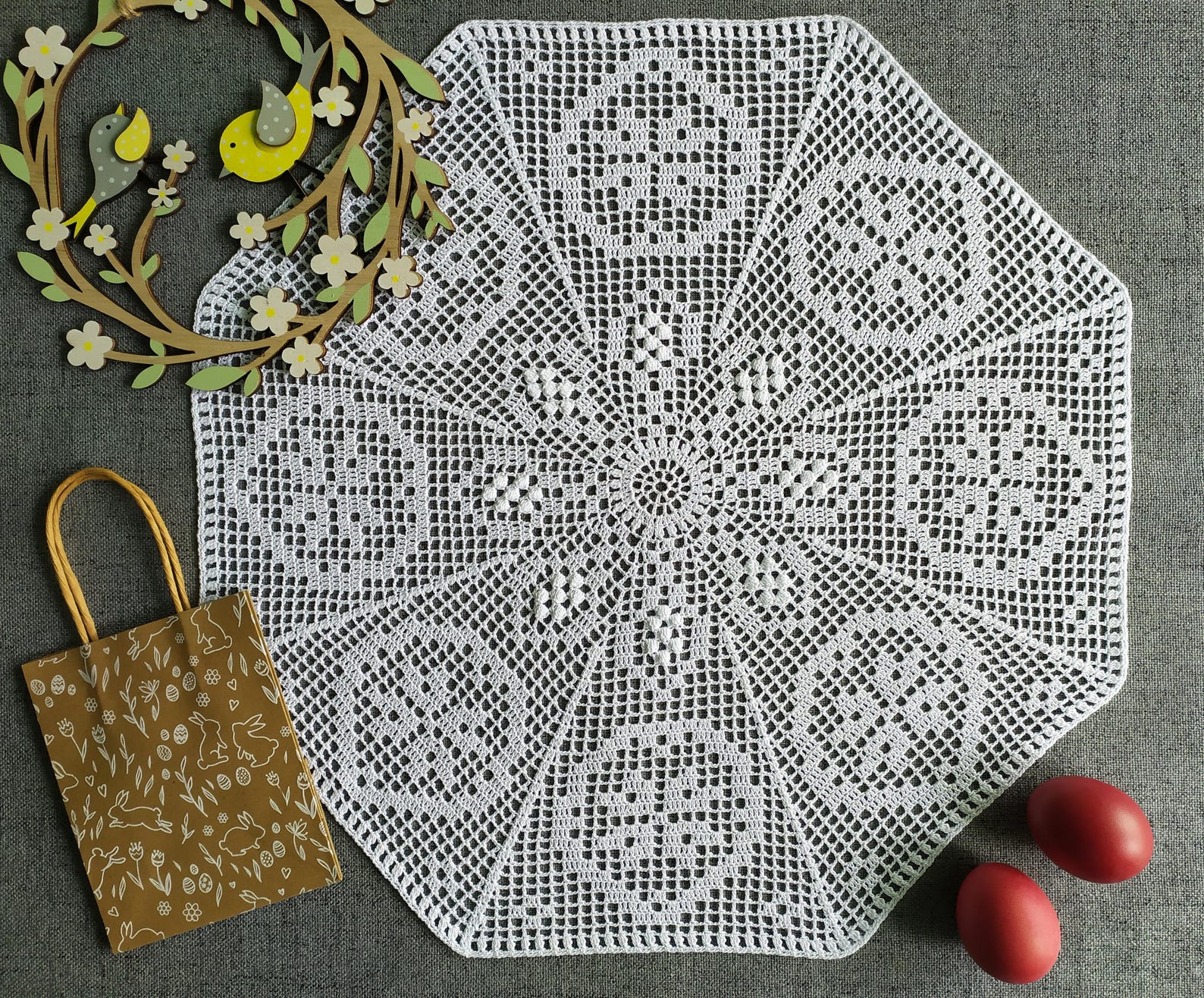 Instant Download Easter Crochet PDF Pattern Lace Filet Crochet Doily ...