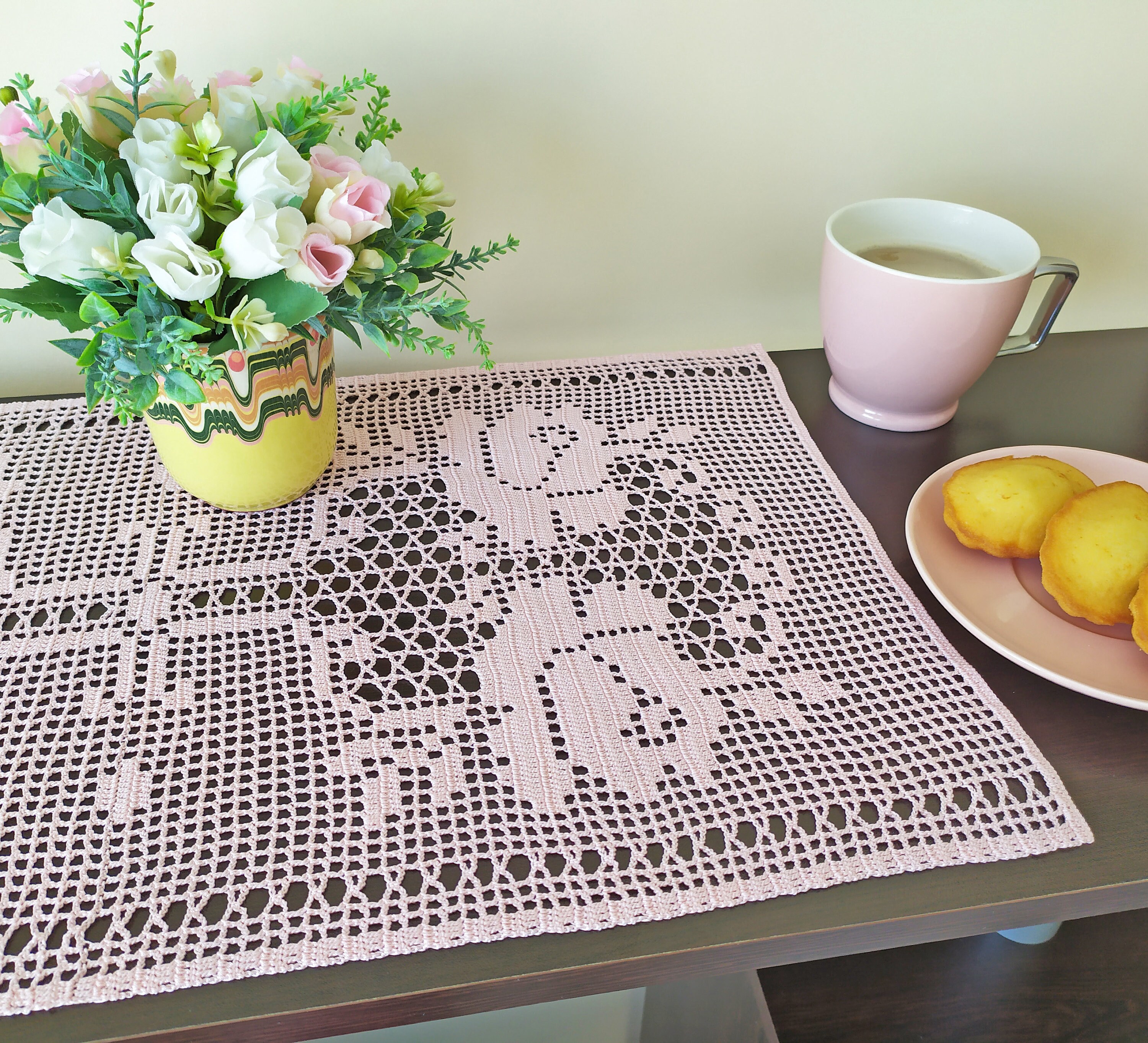 Roses Filet Crochet Doily Filet Crochet Table Runner Crochet Runner ...