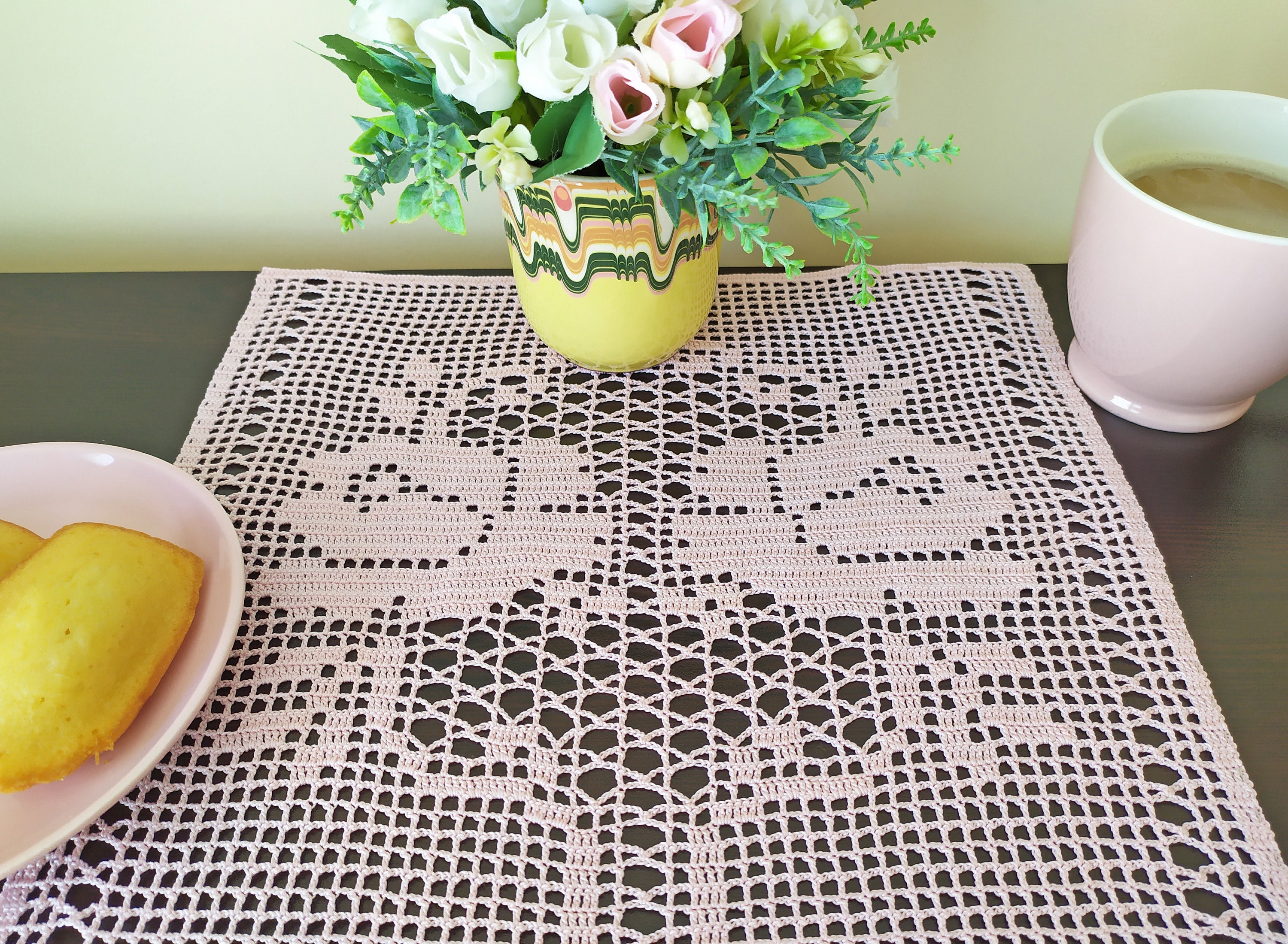 Roses Filet Crochet Doily Filet Crochet Table Runner Crochet Runner ...