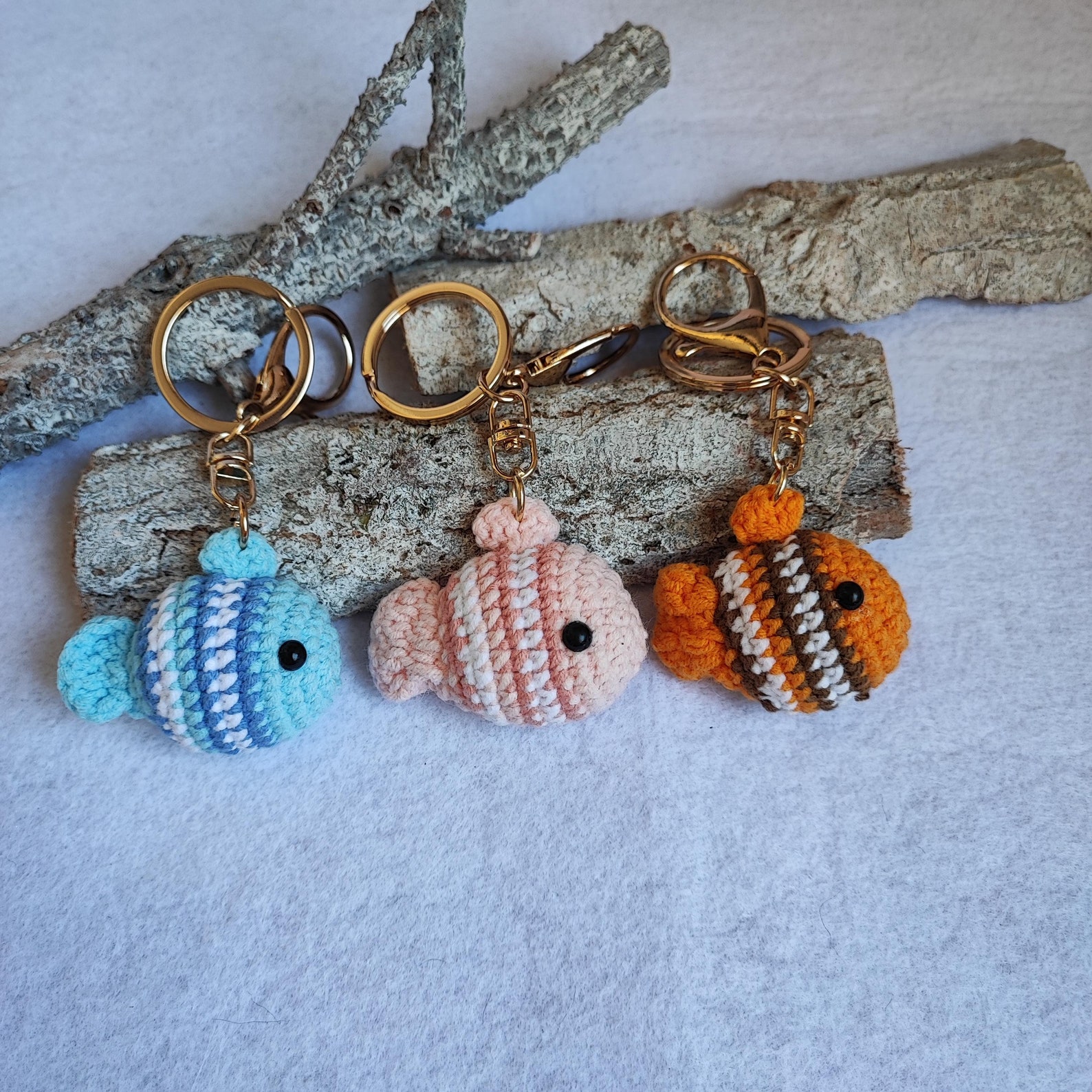 Knitted Fish Crochet Amigurumi Plush Keychain Marine Jewelry Sea Beach ...