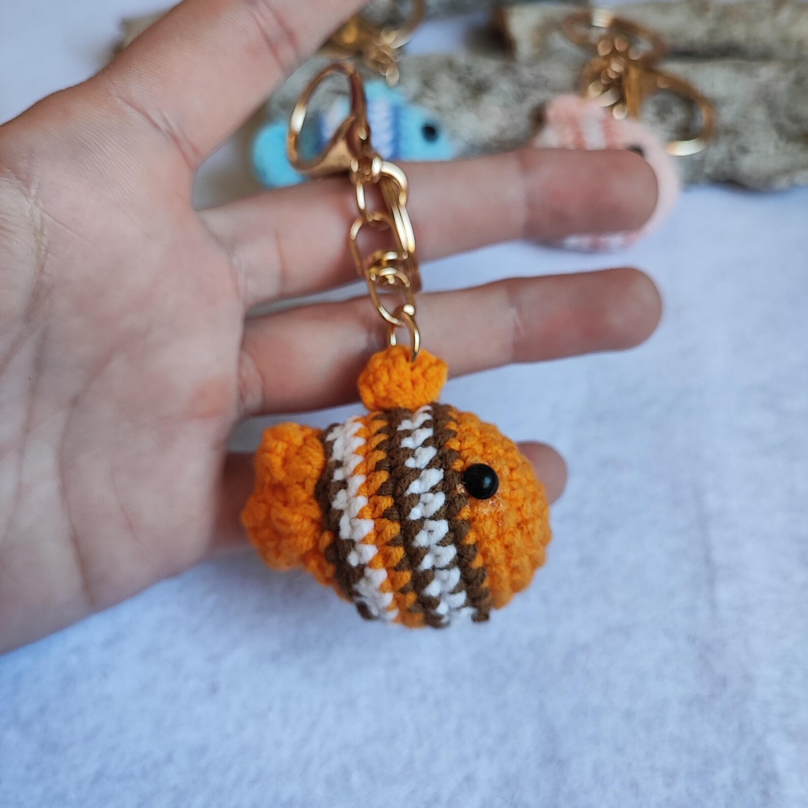 Knitted Fish Crochet Amigurumi Plush Keychain Marine Jewelry Sea Beach ...