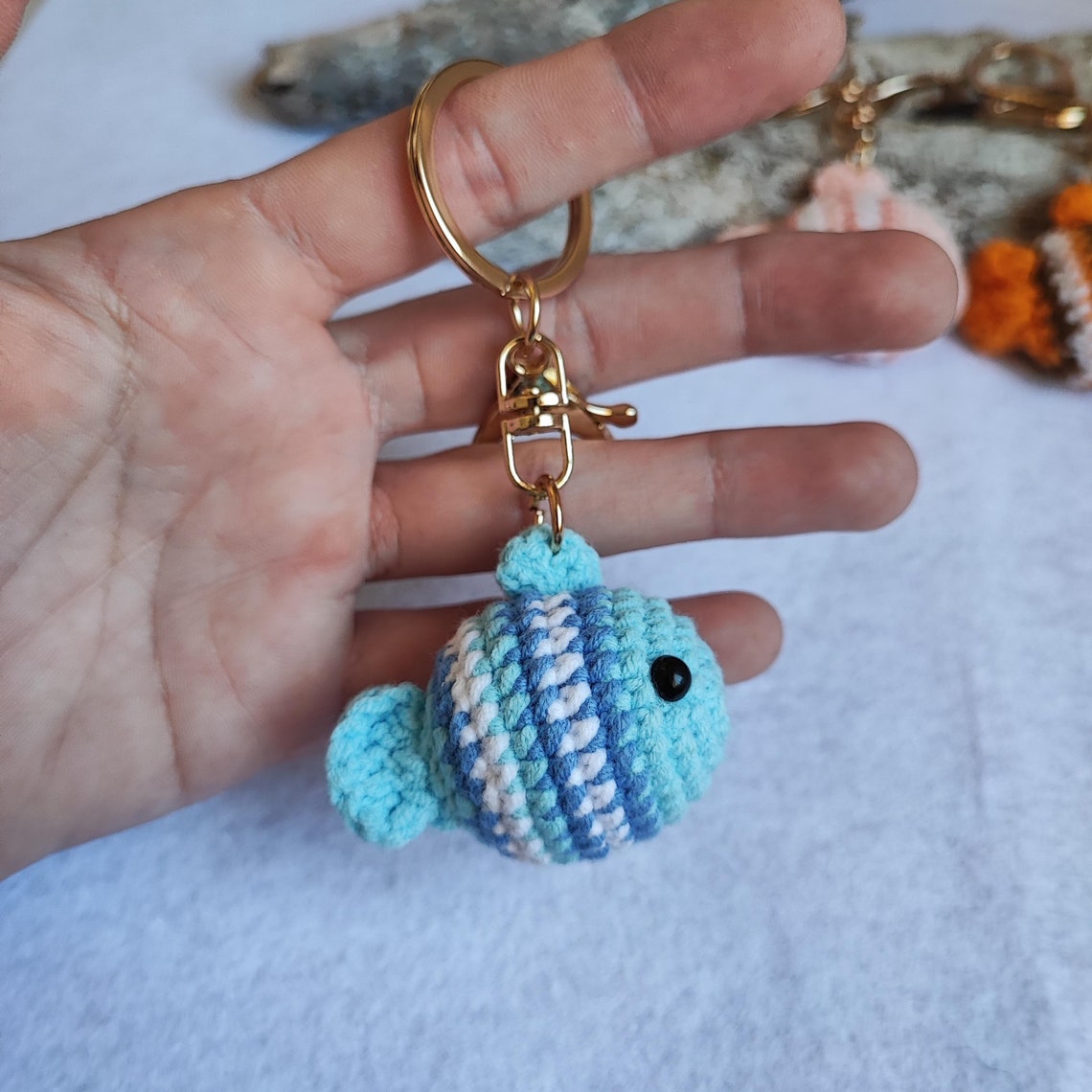 Knitted Fish Crochet Amigurumi Plush Keychain Marine Jewelry Sea Beach ...