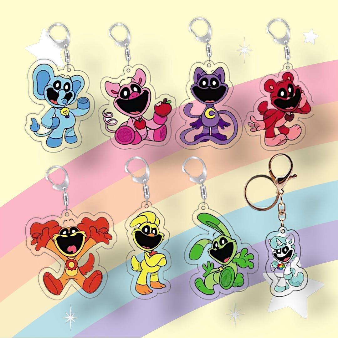 Critters Acrylic Keychains - Smile - Kawaii Keychains - Funny Keychains ...