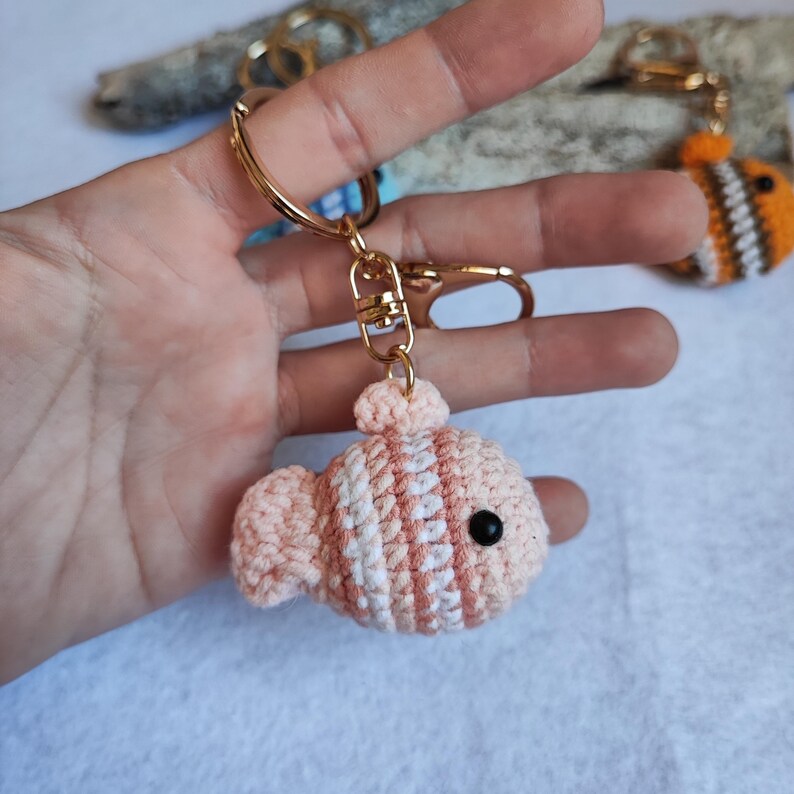 Knitted Fish Crochet Amigurumi Plush Keychain Marine Jewelry Sea Beach ...