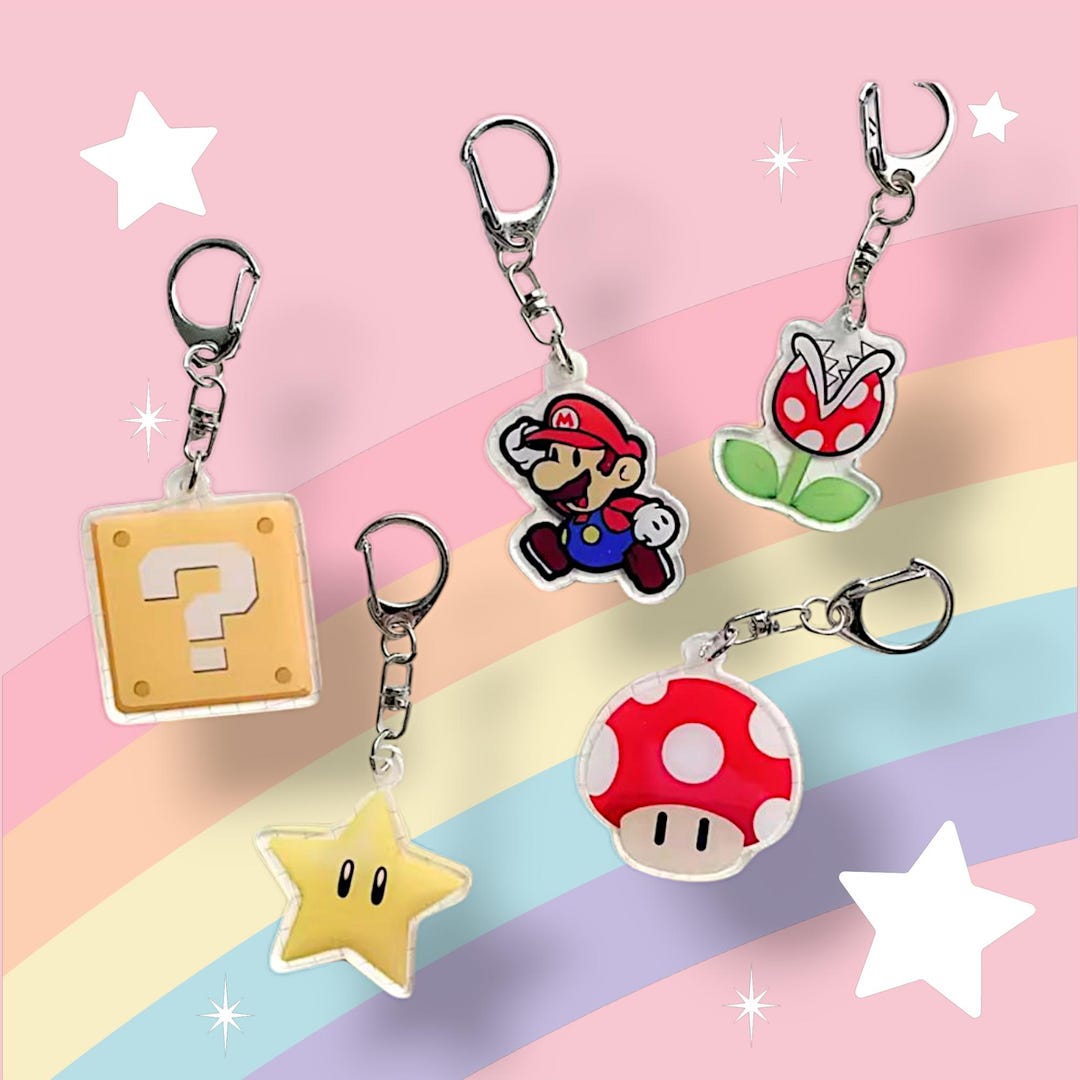 Super Mario Acrylic Keychains - Kawaii Keychains - Funny Keychains ...