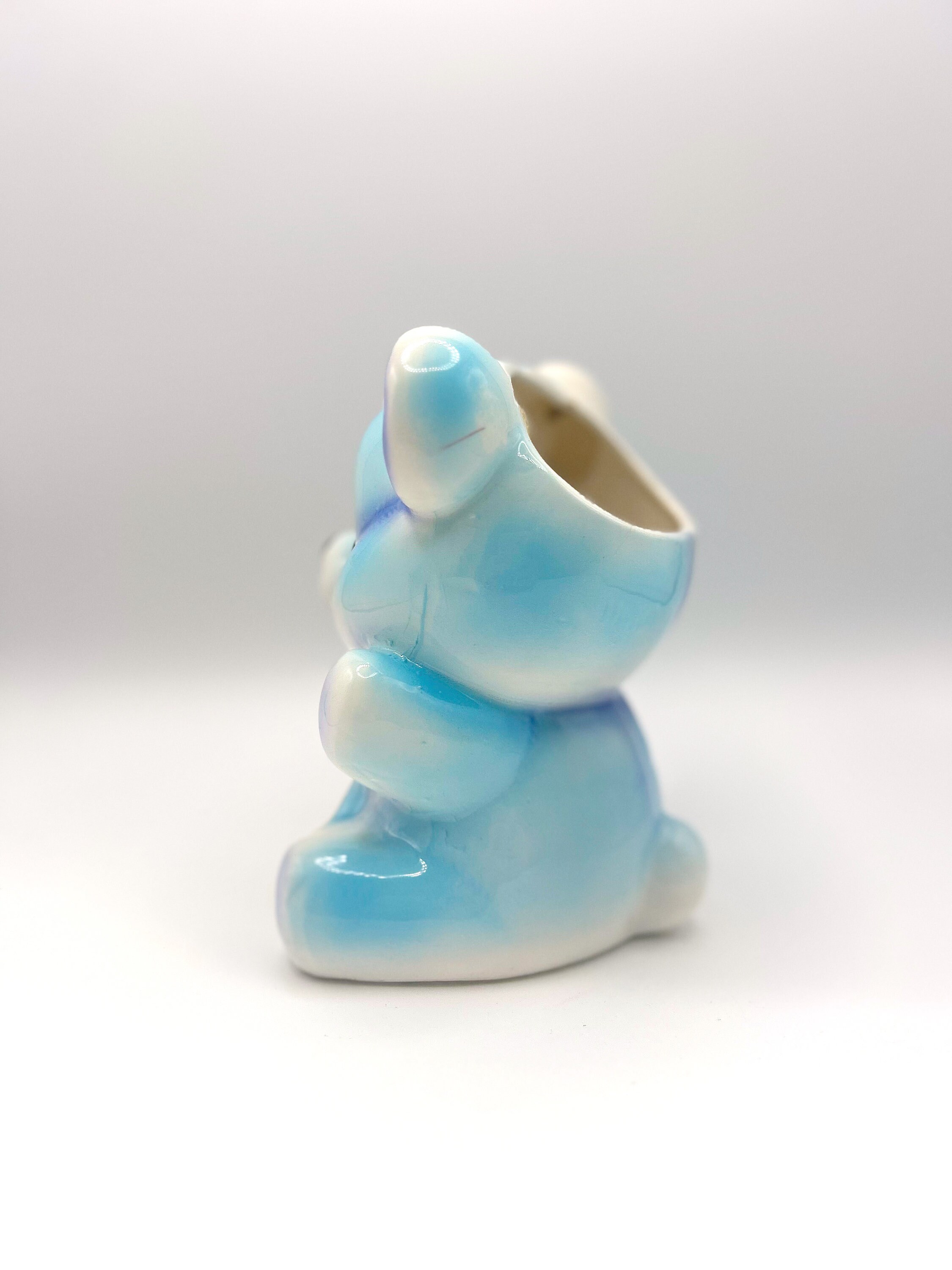 Vintage Blue Teddy Bear Planter Etsy