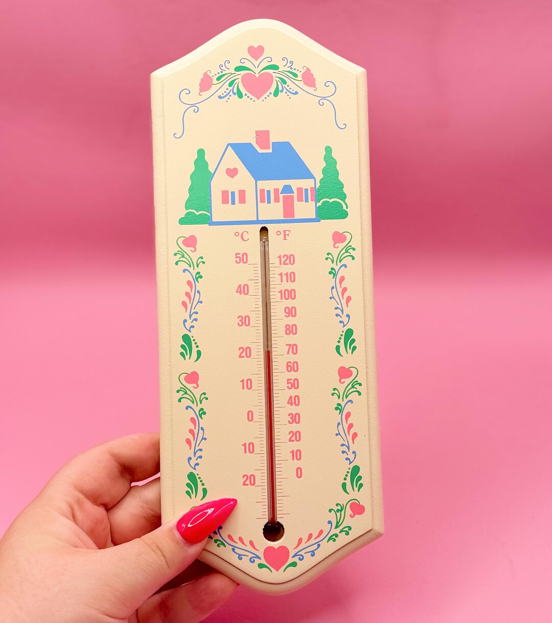 Vintage Wooden Cottagecore Wall Thermometer, 1980s Retro Wall Decor - Etsy