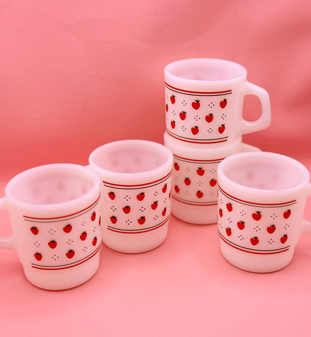 Vintage Termocrisa Stackable Strawberry Mug Set of 5, Strawberry 1970s ...