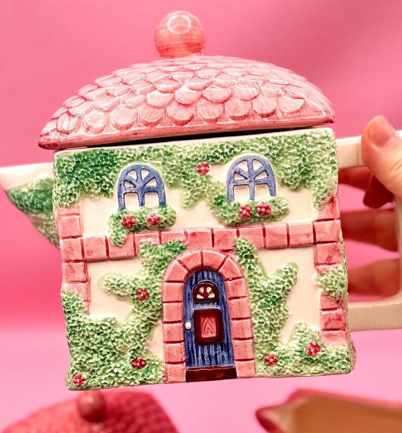 Vintage Avon 1980s Country Cottage Teapot Set With Cream and Sugar Dish ...