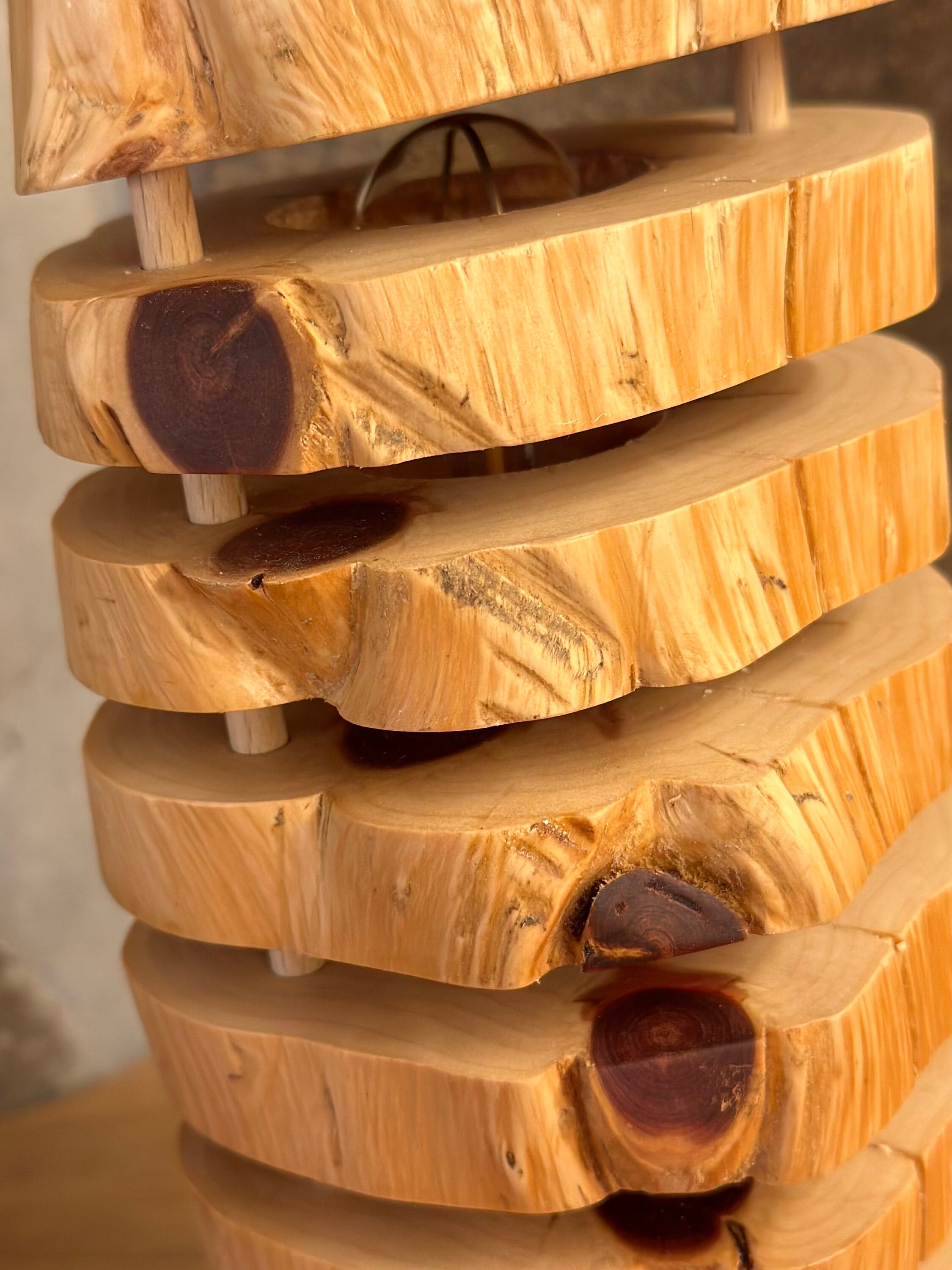Handmade Table Lamp Made of Tree Slices, Unique Ambient Light, Natural ...