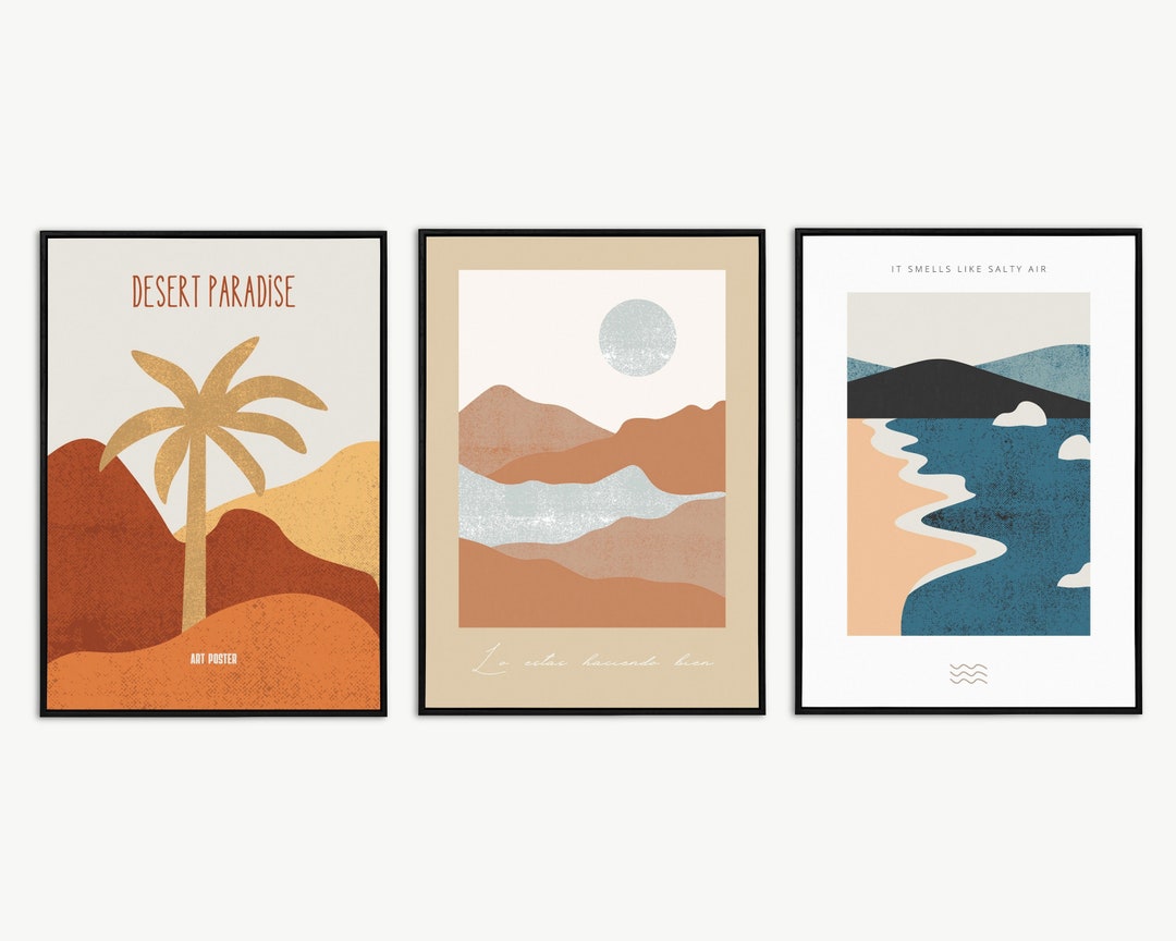 Pack of Three Boho Style Posters, Ideal for Decoration, Vertical ...