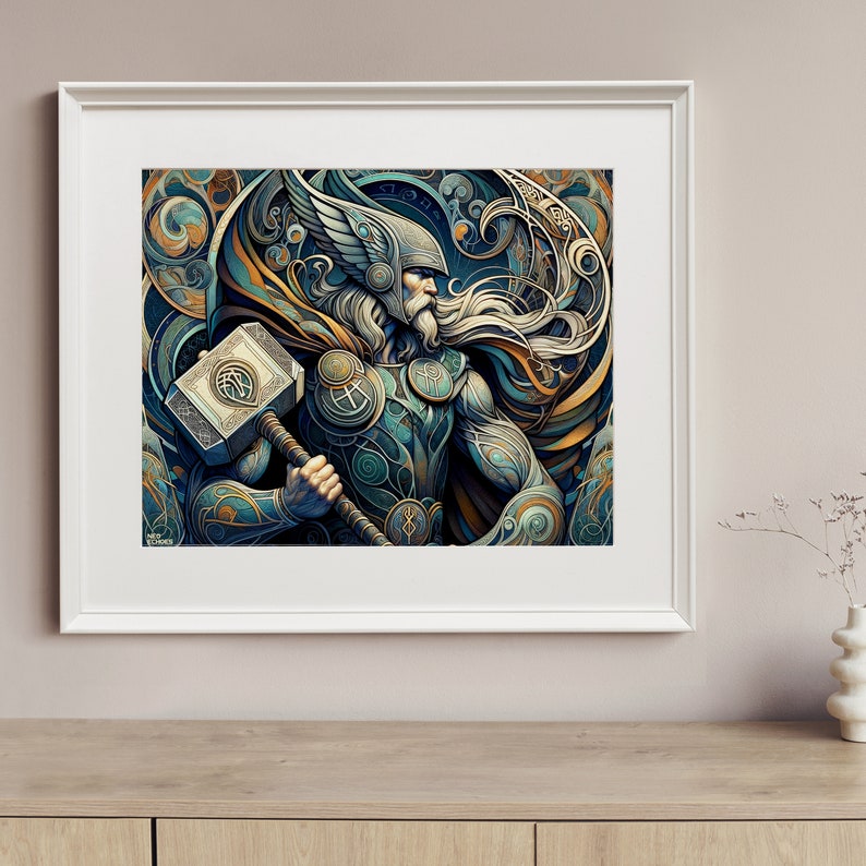 Thor Mythology Art Print, Thor, Norse God, Wall Art Decor, Poster Print ...