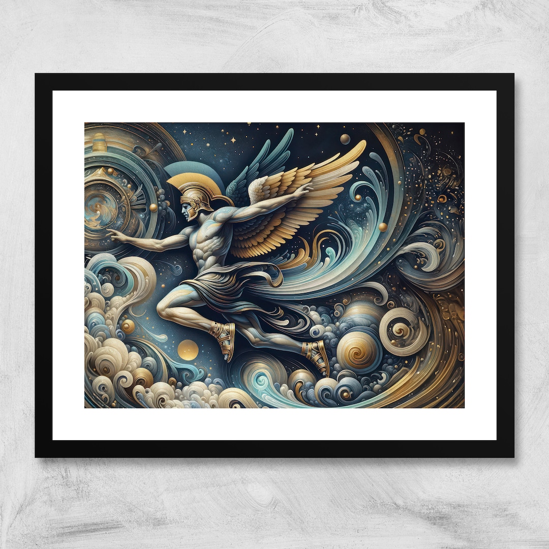 Mercury Mythology Art Print, Mercury, the Messenger of the Gods, Wall ...