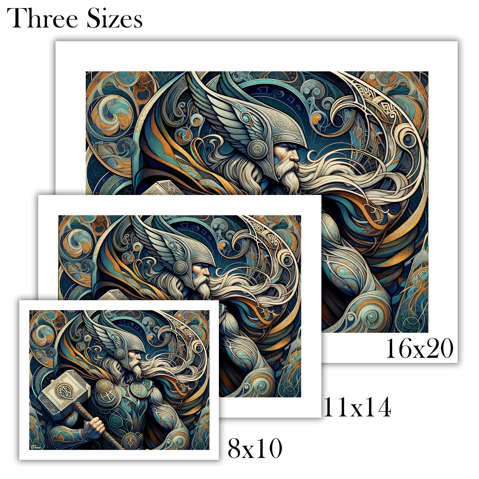 Thor Mythology Art Print, Thor, Norse God, Wall Art Decor, Poster Print ...