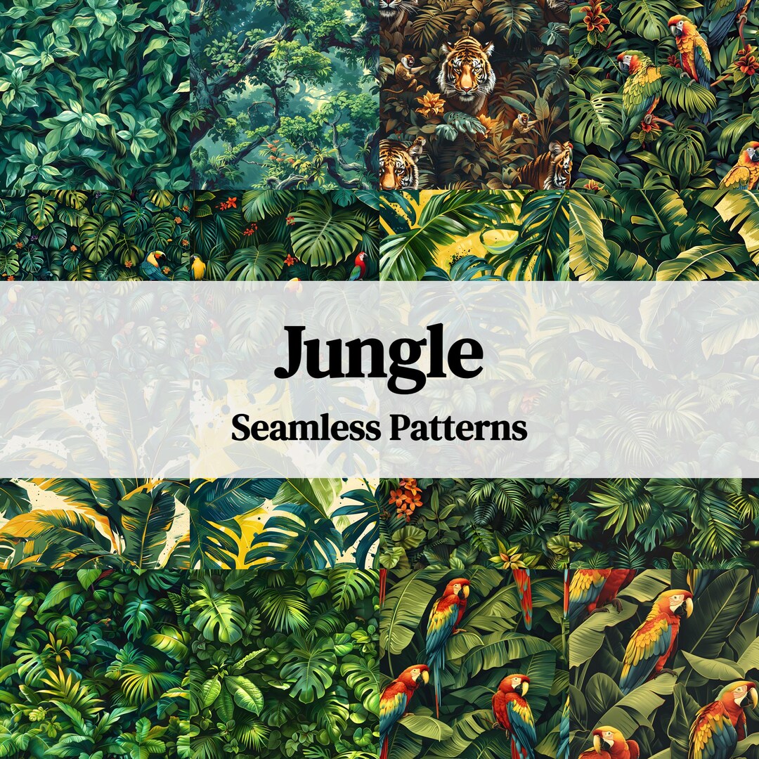 Jungle Seamless Patterns Endless High Quality Print Design All Over Print Digital Download ...