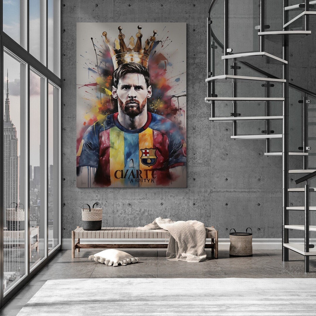 Lionel Messi Wears Crown Canvas Poster Print Soccer Football - Etsy