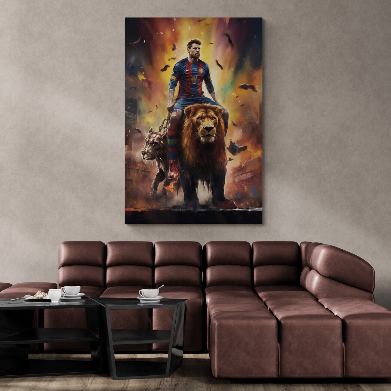 Lionel Messi Riding a Lion Canvas Poster Print Soccer Football - Etsy