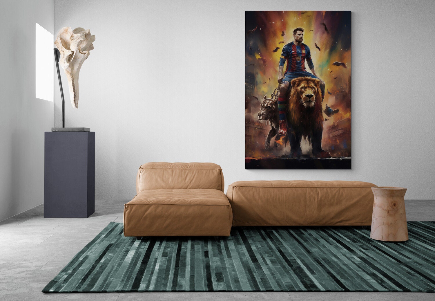 Lionel Messi Riding a Lion Canvas Poster Print Soccer Football - Etsy
