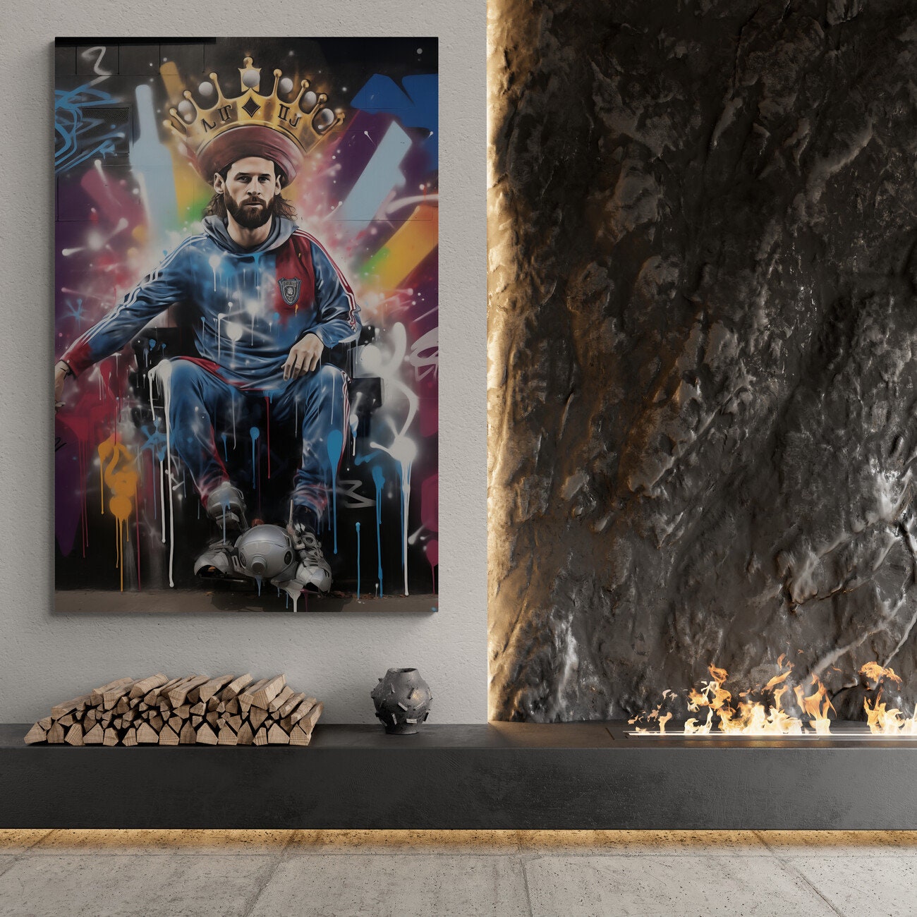 Lionel Messi Throne Canvas Poster Print Soccer Football Player - Etsy
