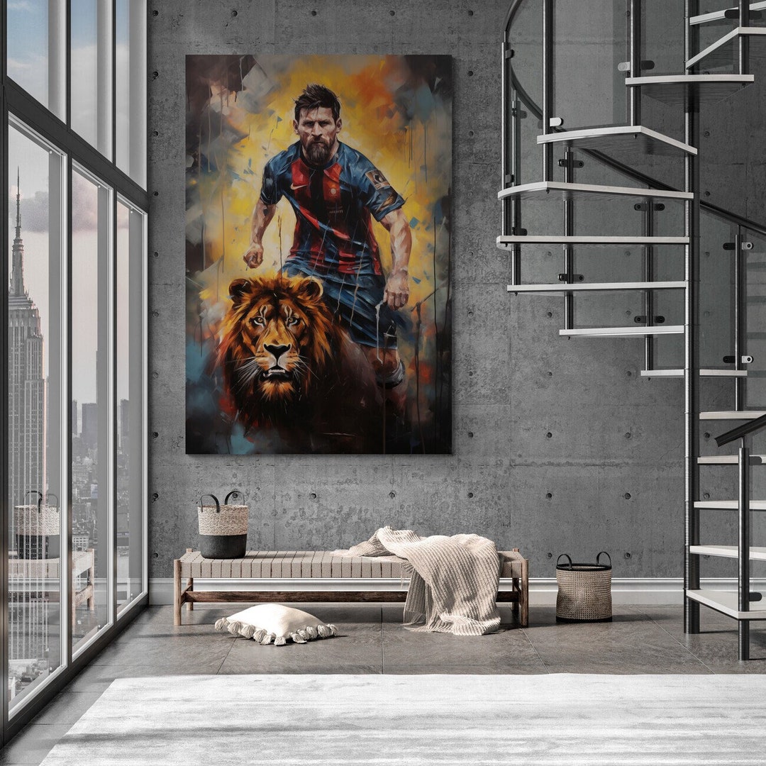 Lionel Messi Serious Lion Poster Print Soccer Football Player - Etsy
