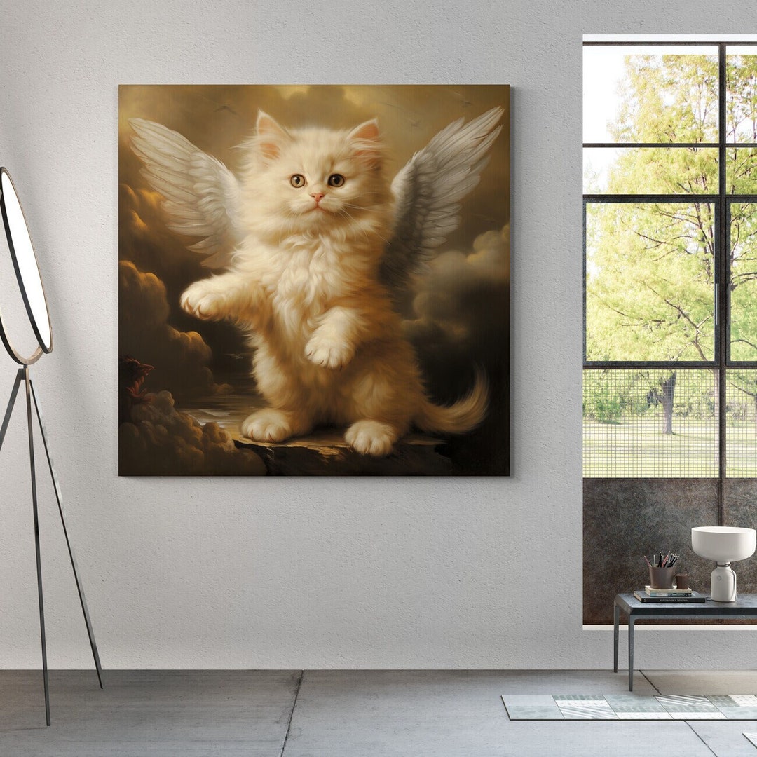 Cherub Cat Canvas Poster Print Oil Painting Italian - Etsy