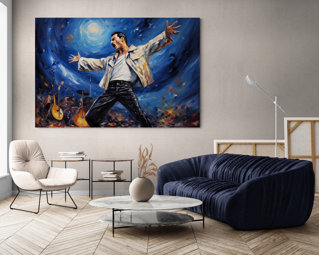 Freddie Mercury Concert Stage Canvas Poster Print Graffiti Oil Painting ...