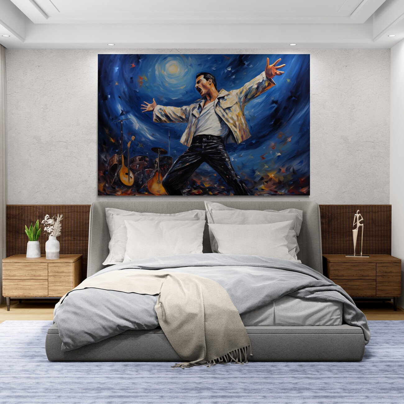 Freddie Mercury Concert Stage Canvas Poster Print Graffiti Oil Painting ...