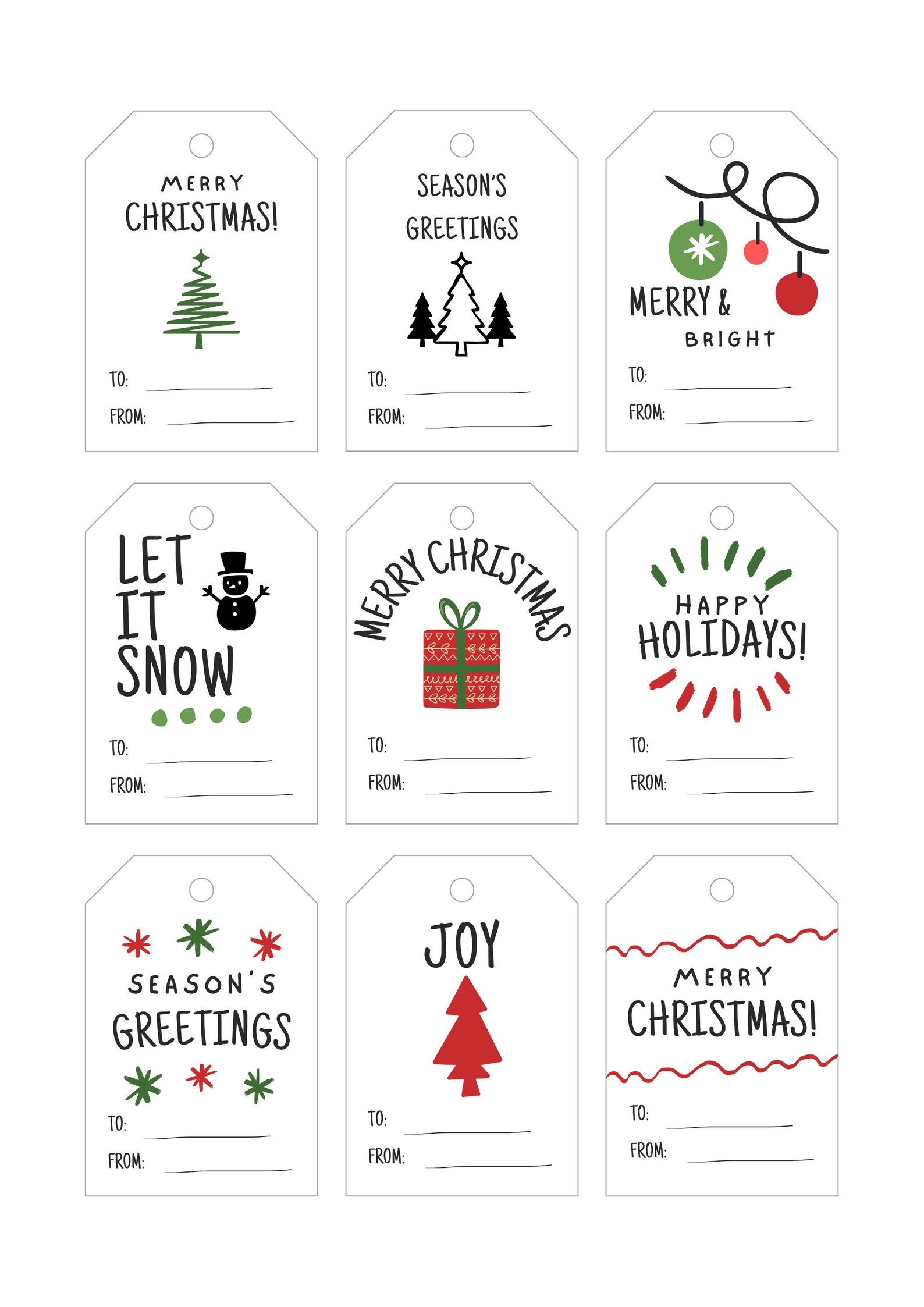 Christmas Gift Tags Christmas Favor Tags Holiday Gift Tags Merry ...