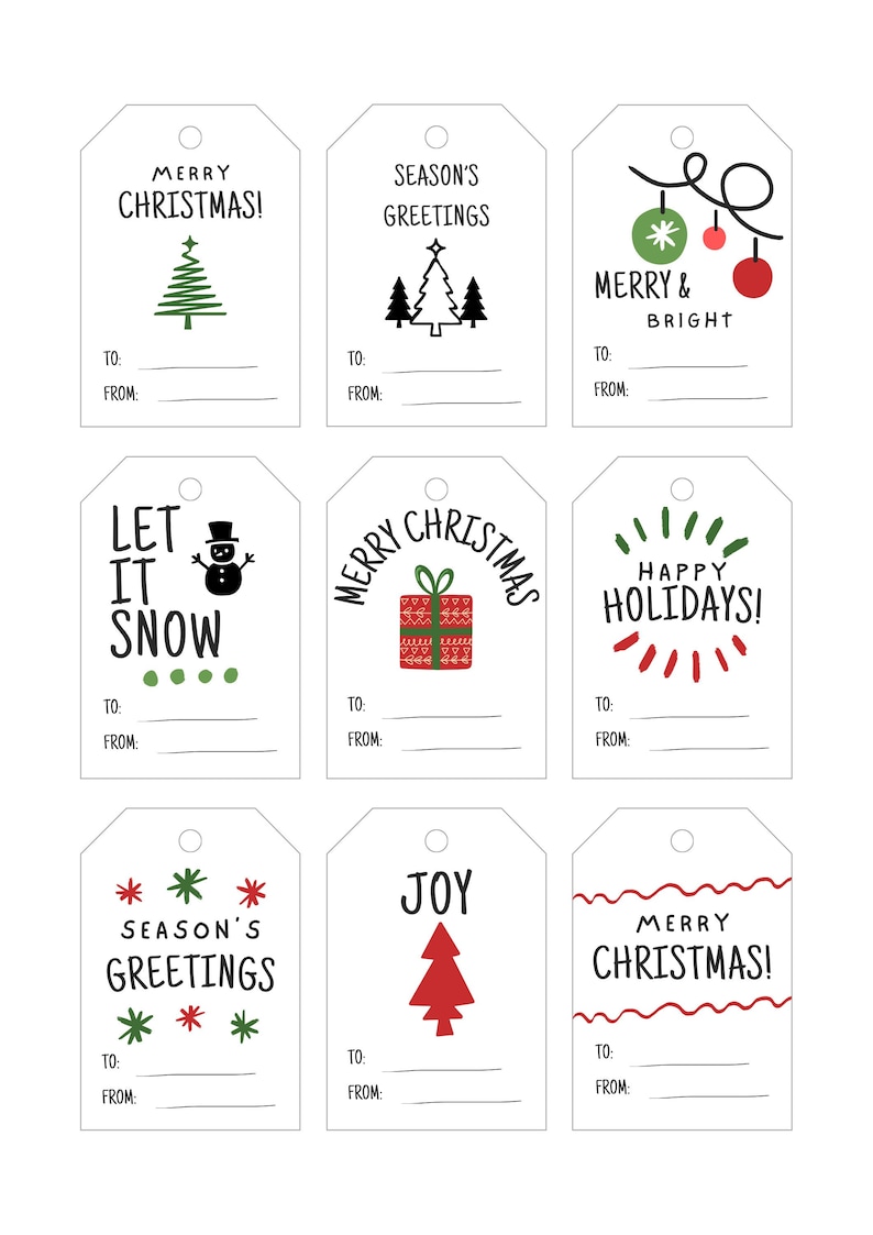 Christmas Gift Tags Christmas Favor Tags Holiday Gift Tags Merry ...
