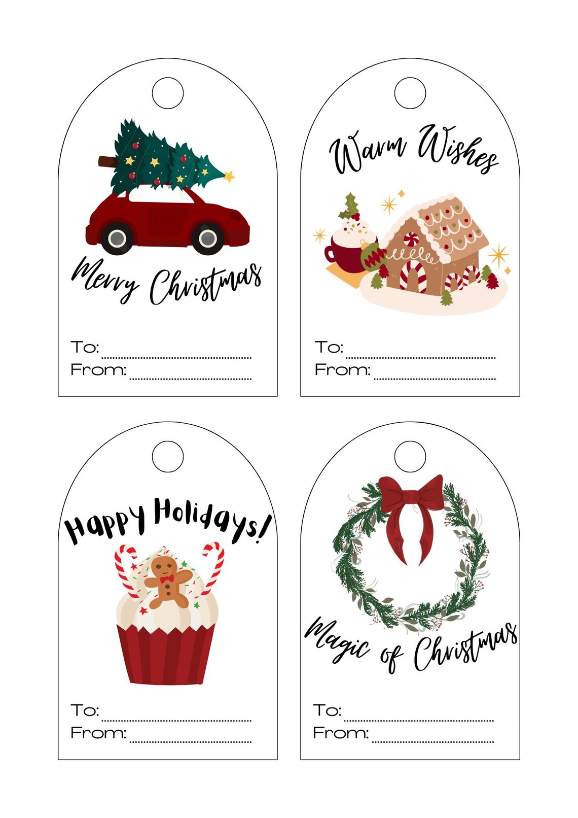 Printable Christmas Gift Tag, Colorful Christmas Bag Tag, Holiday Gift ...