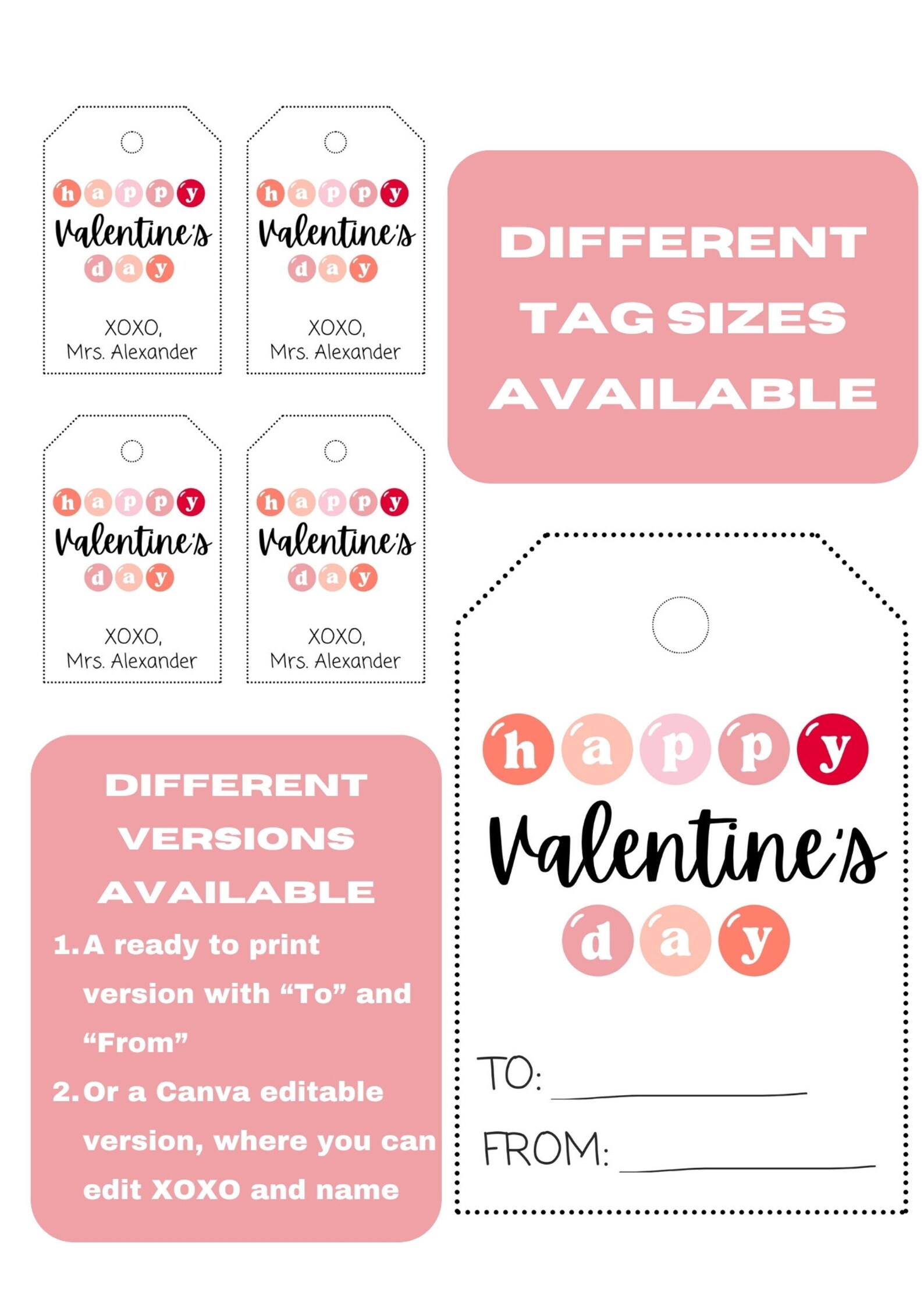 Valentine's Day Tag Happy Valentine's Day Kid's Valentine's Party Gift ...