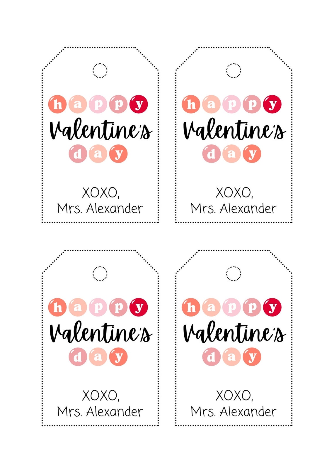 Valentine's Day Tag Happy Valentine's Day Kid's Valentine's Party Gift ...