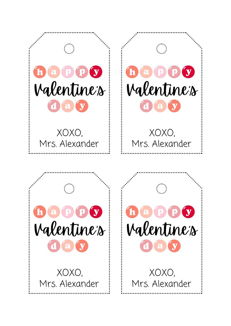 Valentine's Day Tag Happy Valentine's Day Kid's Valentine's Party Gift ...