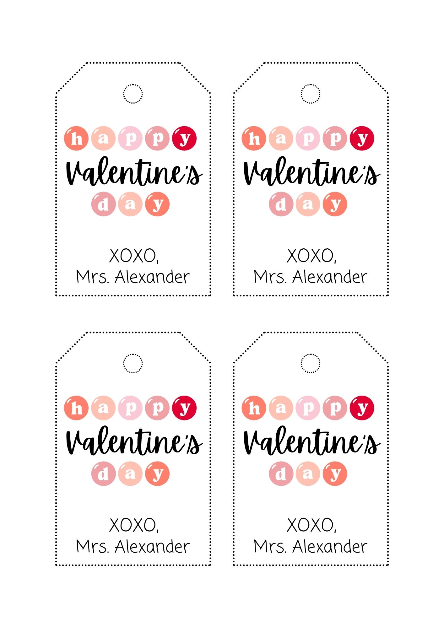 Valentine's Day Tag Happy Valentine's Day Kid's Valentine's Party Gift ...
