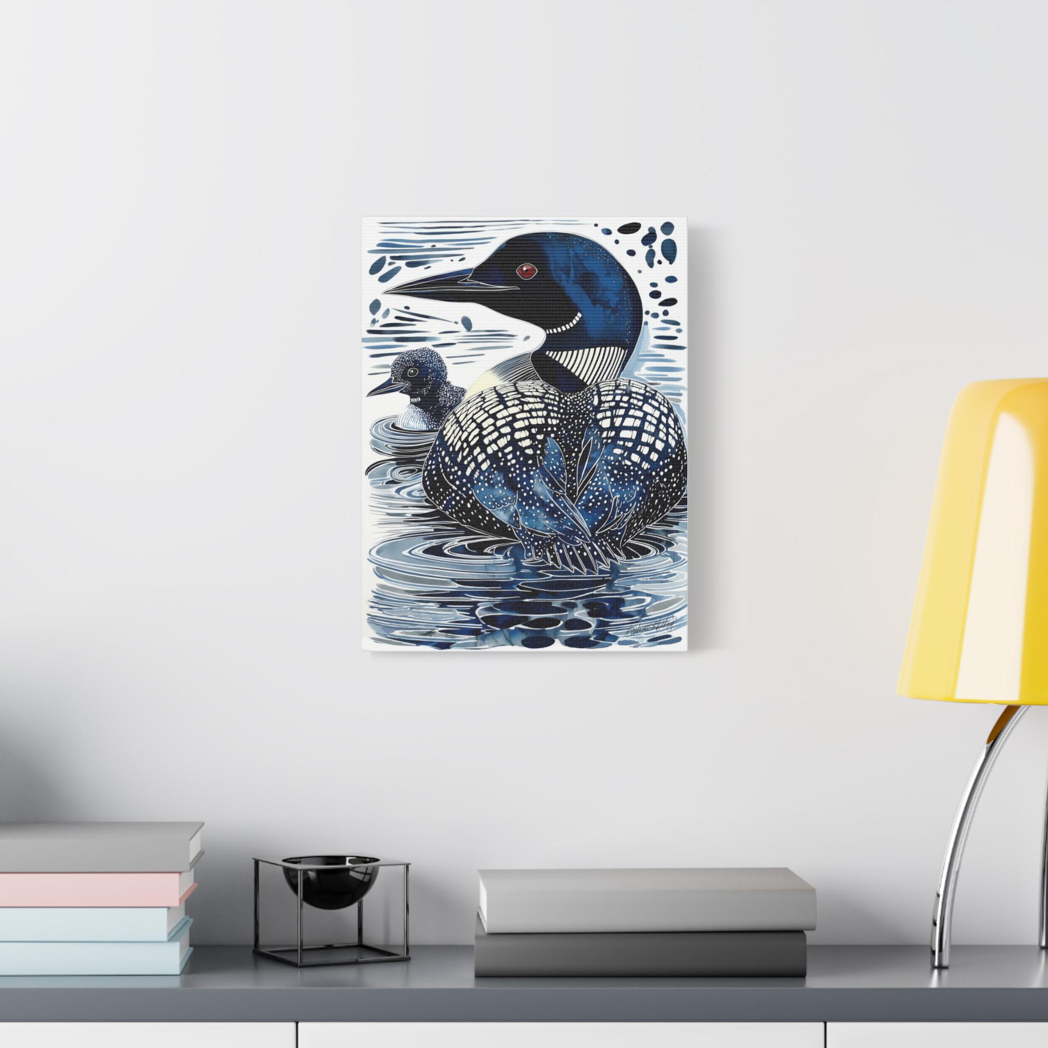 Loon Watercolor Painting 12 X 16 Canvas Print - Etsy
