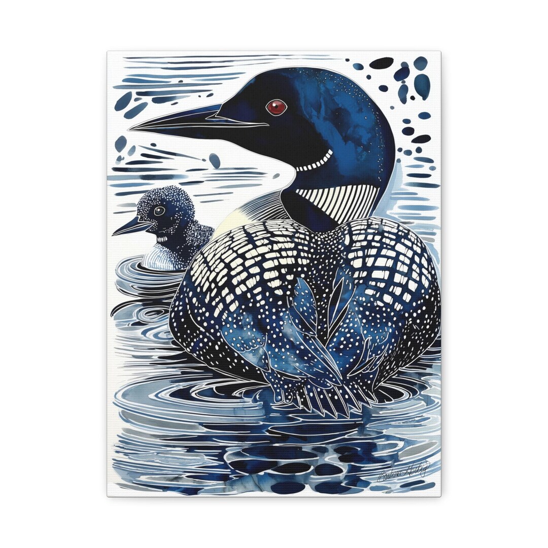 Loon Watercolor Painting 12 X 16 Canvas Print - Etsy