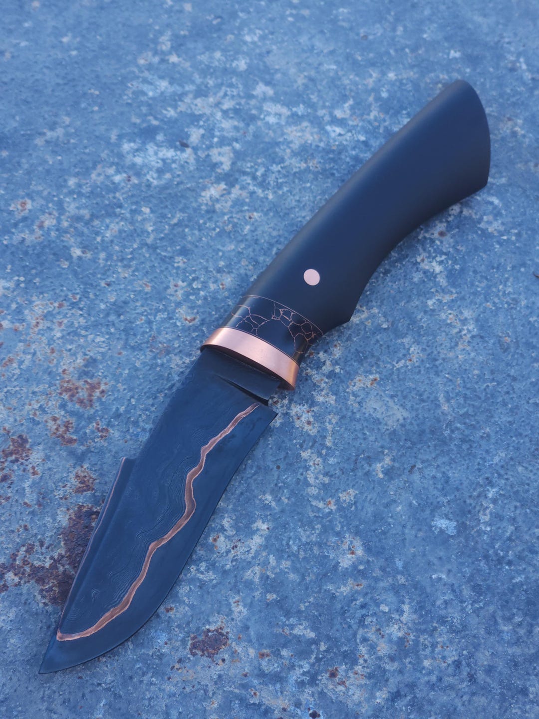 Copper Damascus Knife (cu-mai) | Hand Forged | Handmade in the USA - Etsy