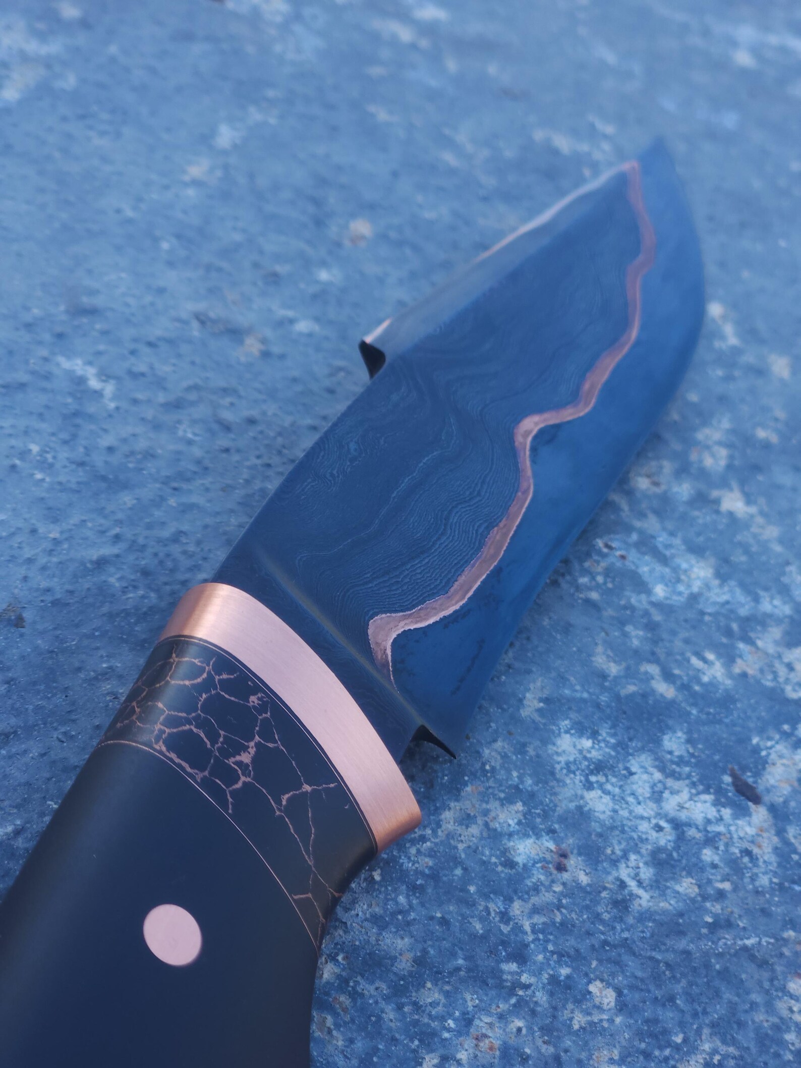 Copper Damascus Knife (cu-mai) | Hand Forged | Handmade in the USA - Etsy