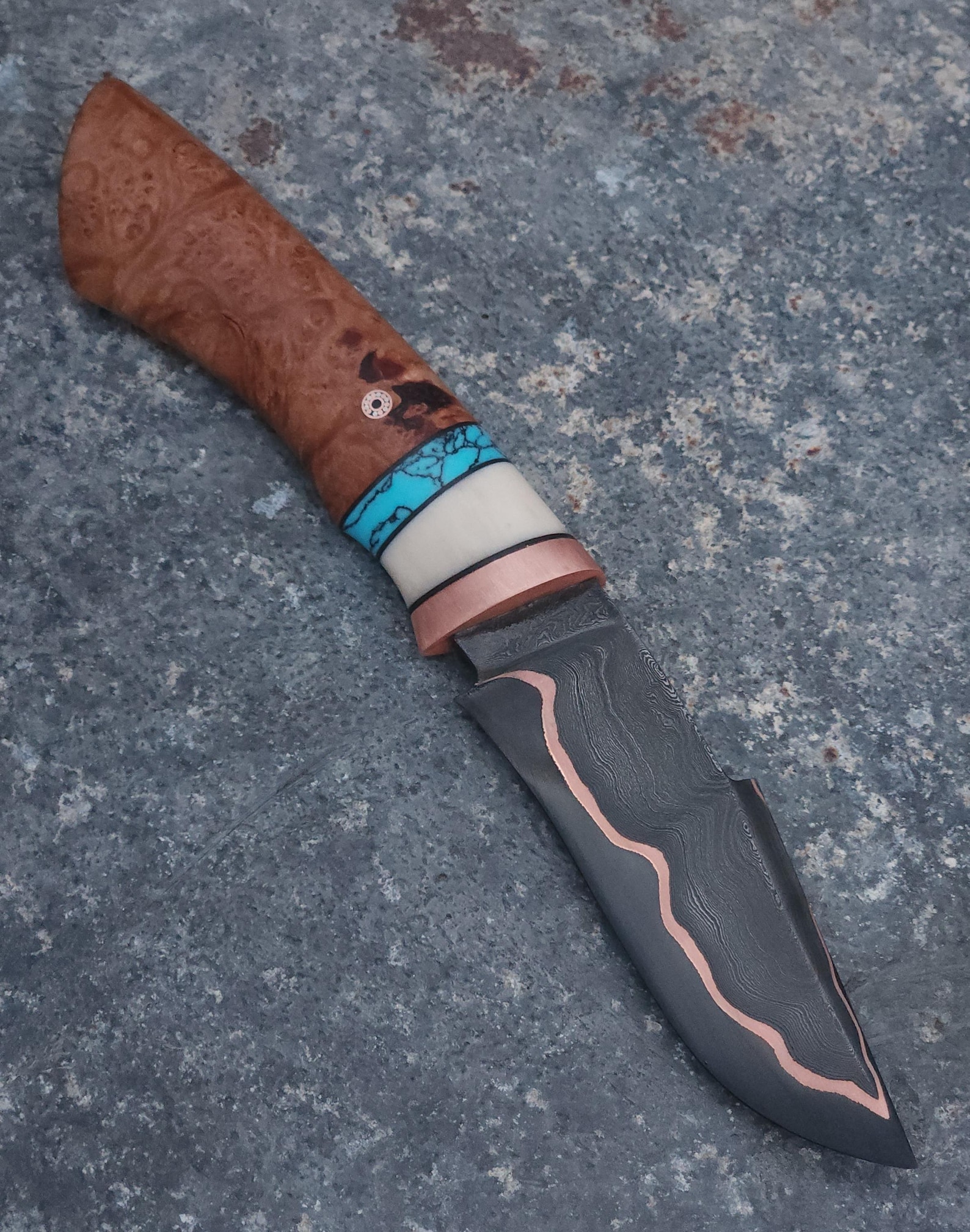 Copper Damascus Knife cu-mai Hand Forged Handmade in the USA - Etsy